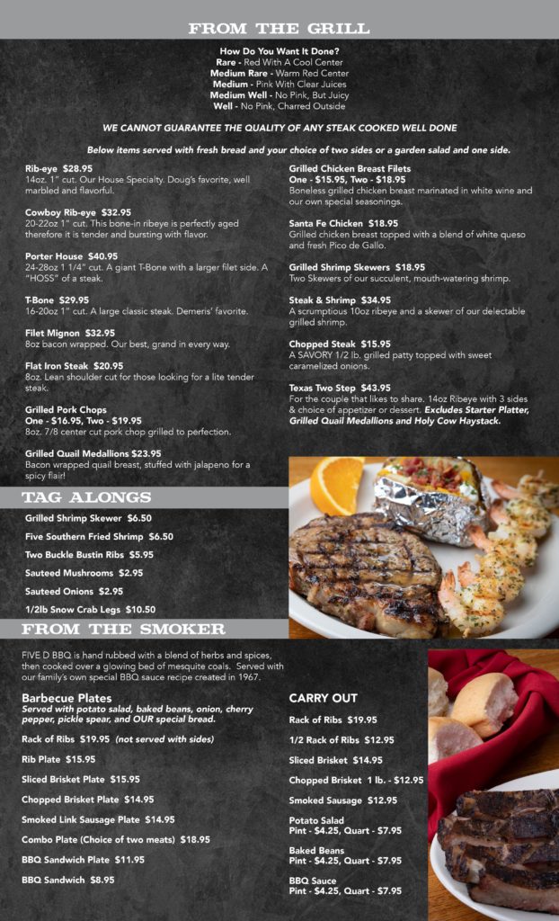 Menu - Five D Cattle Co